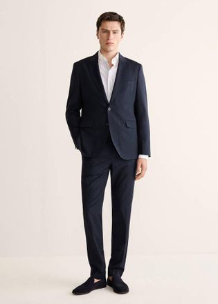 Mango Pantalon de costume Venise 100 % laine bleu marine - Homme - 40 - MANGO MAN