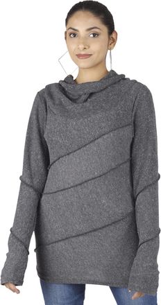 Guru Shop Psytrance Feinstrick Shirt, Pullover Langarmshirt mit Overlock - Grau, Damen, Baumwolle, Size:L