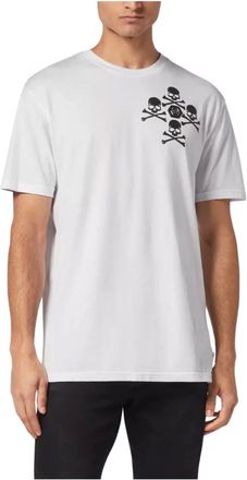 Philipp Plein Homme, Tops, Blanc, Taille: L T-Shirt Skull&Bones