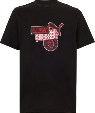 A.C. Milan Unisex Ftblculture T-Shirt mit A.C. Logo Offizielles Produkt von Milan und Puma, Schwarz, XXL