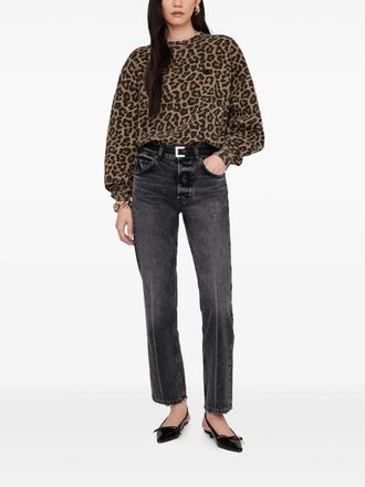 Anine Bing Leopard Print Cotton Sweatshirt - Brown
