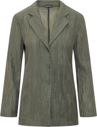 Emporio Armani Femme, Vestes, Vert, Taille: 38 FR Blazer Pliss&eacute;