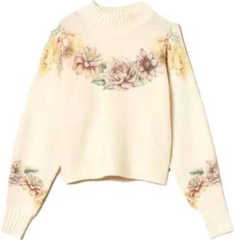 Twinset Pull St.flowers - Femme - Pulls - Beige - Taille: 40 FR