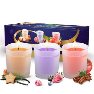 Air Wick Wohlf&uuml;hl-Duftkerze Geschenkset - winterliche D&uuml;fte mit &auml;therischen &Ouml;len - 3 x Duftkerzen im Glas in sch&ouml;ner Geschenkbox