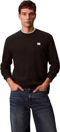 Calvin Klein T-Shirt Manches Longues Homme Waffle Badge Tee avec Col Ras-du-Cou, Noir (Black), XXL