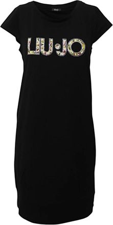 Liu Jo Femme, Robes, Noir, Taille: 42 FR Robe en coton &agrave; manches courtes