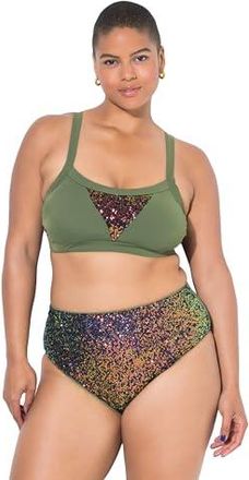 STUDIO UNTOLD Femme Grandes Tailles Bas de Bikini, Taille Haute et Paillettes Olive Verte 48 841238439-46