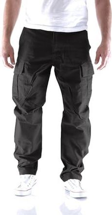 Jack & Jones Pantalon Cargo pour Homme, Coupe Ample, Pantalon Cargo, Noir, 36W / 32L