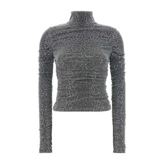 Dolce & Gabbana Gl&auml;nzendes Silbernes Jersey Top - - Knitwear - Damen - Grau - S