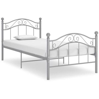 vidaXL Bett Grau Metall 90x200 cm Vidaxl