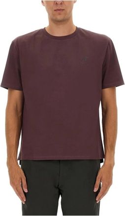 Premiata Homme, Tops, Rouge, Taille: M T-shirt &agrave; col rond avec d&eacute;tail logo