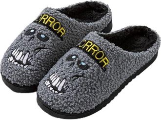 Generic Pantoufles dHalloween fantôme effrayant dessin animé pour femme - Pantoufles chaudes en forme de nuage - Mules dhiver chaudes en peluche pour intérieu