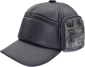 Milisten Casquette Cuir Hiver pour Hommes Mod&egrave;le Vintage avec Protection Oreilles R&eacute;glable et Chaude Style Newsboy pour Milieu de Saison Unique Noir