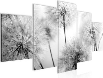 Runa Art Bild Wohnzimmer Schlafzimmer Blumen Pusteblumen 5 Teilig Natur Schwarz Weiss Wandbilder auf Vlies Leinwand 042053c