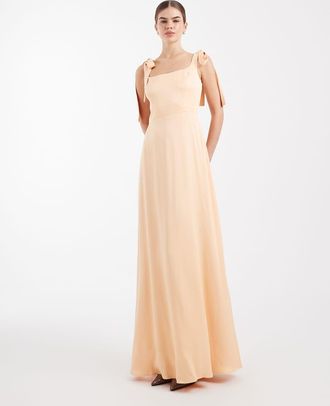 Maids to Measure Linvit&eacute;e - Robe longue &agrave; &eacute;paules nou&eacute;es - P&eacute;tale coucher de soleil-Orange