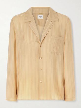 Saint Laurent Chemise En Jacquard De Soie &Agrave; Rayures - Neutres