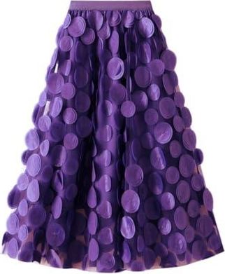 Generic Jupe longue en tulle pour femme - Jupe pliss&eacute;e &eacute;l&eacute;gante - Couleur unie - En tulle - Taille haute - Jupe d&eacute;t&eacute; - Jupe trap&egrave;ze - Jupe en tulle - Jupe de 