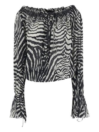 Blumarine blouse en dentelle &agrave; imprim&eacute; z&eacute;br&eacute; - Blanc