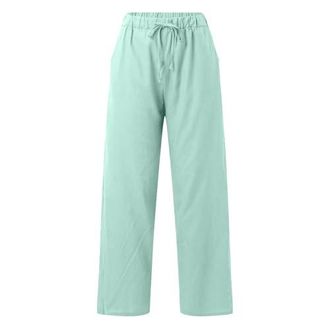Generic Pantalon palazzo &agrave; jambe large pour femme, taille haute, &agrave; enfiler, jambe droite, coupe d&eacute;contract&eacute;e, pantalon palazzo uni avec poches et cordon de se