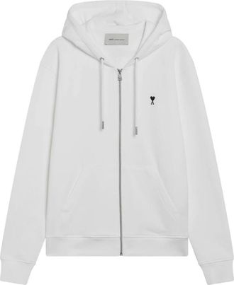 Ami Homme, Sweatshirts et sweats &agrave; capuche, Blanc, Taille: L Zipped Sweat &agrave; capuche With Chest Embroidery