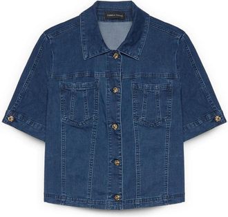 Fiorella Rubino Femme, Vestes, Bleu, Taille: 50 FR Veste en jean &agrave; manches courtes