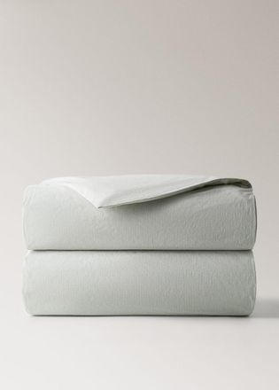 Mango Housse de couette pour berceau &agrave; fines rayures, en coton avec fil teint vert pastel - Home - 100x120cm - MANGO HOME