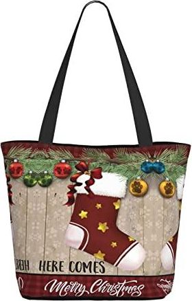 AOOEDM Merry Christmas Sock Ladies Shopping Bag 13x11x7in.Le cadeau parfait pour la Saint-Valentin.Cest de la Saint-Valentin pour maman, fille, &eacute;pouse, etc