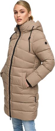 Marikoo Damen Wintermantel (S-3XL) - gesteppt, abnehmbare Kapuze - N075 - TauGrey Größe M - Gr.M