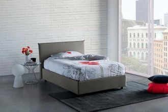 Talamo Italia Ashasa Doppelbett, Stauraumbett mit Stoffbezug, 100 % Made in Italy, Öffnung vorne, geeignet für Matratze 120x190 cm, grau