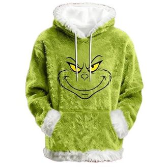 Generic Le Grinch Sweat A Capuche Femme The Plaid Chaud Pyjama Noël Pulls Pilou Sweatshirts Pull 2025 Adulte Oversize Femmes Hiver De Christmas Vêtements Noel