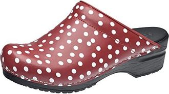 Sanita Fenja | Sabots Ouvert | Produit Original Fabriqué à la Main pour Femme | Assise Plantaire de Forme Anatomique avec Mousse Souple | Rouge | 38 EU