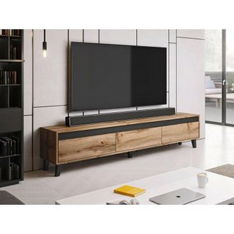 Best Mobilier Bestmobilier - Lord - meuble tv - effet bois et noir - 185 cm - style industriel