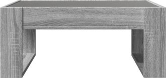 Generic Moderner Couchtisch mit LED-Licht, Glasplatte und MDF-Rahmen, Zeitgen&ouml;ssischer Wohnzimmer-Mitteltisch mit Stilvollen Beleuchteten Akzentm&ouml;beln (Graues