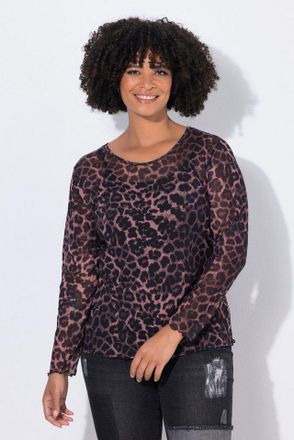 Angel Of Style T-Shirt Mesh-Shirt Slim Fit Wellenmuster Langarm