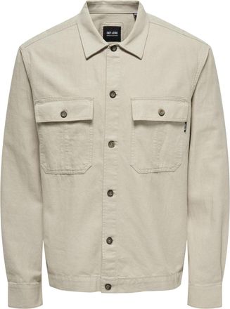 Only & Sons Herren Onskennet Ls Linen Overshirt Noos Kurzarmhemd, Silver Lining, XL EU