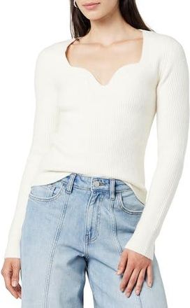 The Drop Pull pour Femme, Côtelé, à Encolure en Coeur, Preston, Blanc Whisper, XXL Grande Taille