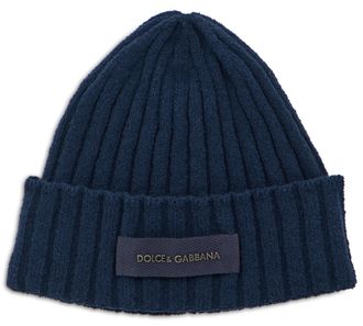 Dolce & Gabbana Mens Knit Cap Dark Blue Cotton Hat