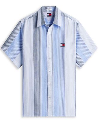 Tommy Hilfiger Kurzarm-Strickhemd aus Baumwolle mit Streifenmuster, Relaxed Fit in