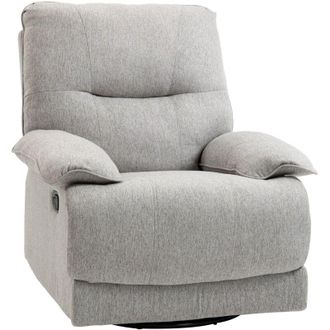 HOMCOM Homcom - Relaxsessel Fernsehsessel mit Liegefunktion, Leinenoptik, Drehbar TV-Sessel mit Federkernsystem, Fu&szlig;st&uuml;tze, f&uuml;r Wohnzimmer, Schlafzimmer