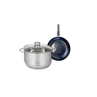 Fackelmann ELO 9709750 Batterie de cuisine 2 pi&egrave;ces, Ensemble de 1 Po&ecirc;le de cuisson 20 cm et 1 faitout 24 cm Elo Prima Brillant, inox, induction