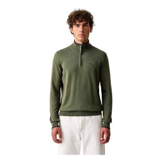 Aeronautica Pull &agrave; col roul&eacute; demi-zip - Homme - Pulls - Vert - Taille: L