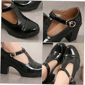 IFUNDOM Escarpins Imperm&eacute;ables &agrave; Talons Hauts Femme Microfibre Noir Talon &Eacute;pais 39 Confort Travail Usage Quotidien