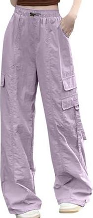 Generic Pantalon cargo baggy pour femme, style streetwear, hip-hop, pantalon de jogging avec cordon de serrage, pantalon ample &agrave; jambes larges, violet, XXL