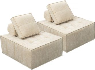 Habitat et Jardin Set aus 2 modularen Sesseln Velluto f&uuml;r Sofa aus Strukturiertem Stof f- Beige
