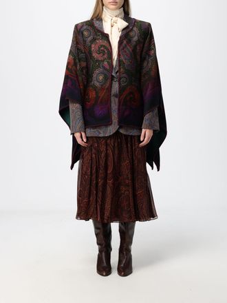 Etro Cape courte &agrave; imprim&eacute; floral en m&eacute;lange de laine et modal
