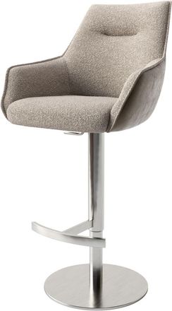 DELIFE Barstuhl Alja-Flex Drehfußhöhenverstellbar Edelstahl Materialmix Mikrofaser Schlamm/Bouclé Schlamm drehbar Taschenfederkern