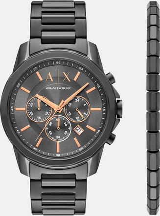A|X Armani Exchange Banks - Montre chronographe à quartz pour homme en acier inoxydable - Gris acier