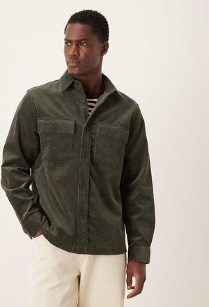 Mango Chemise en velours côtelé épais de coton mélangé - Kaki-Vert