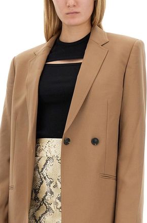 Helmut Lang Single-Double Breasted Virgin Wool Blazer - Beige