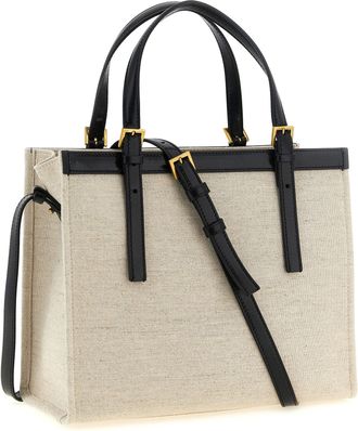 Versace Medusa Cameo Canvas Shoulder Bag - Beige